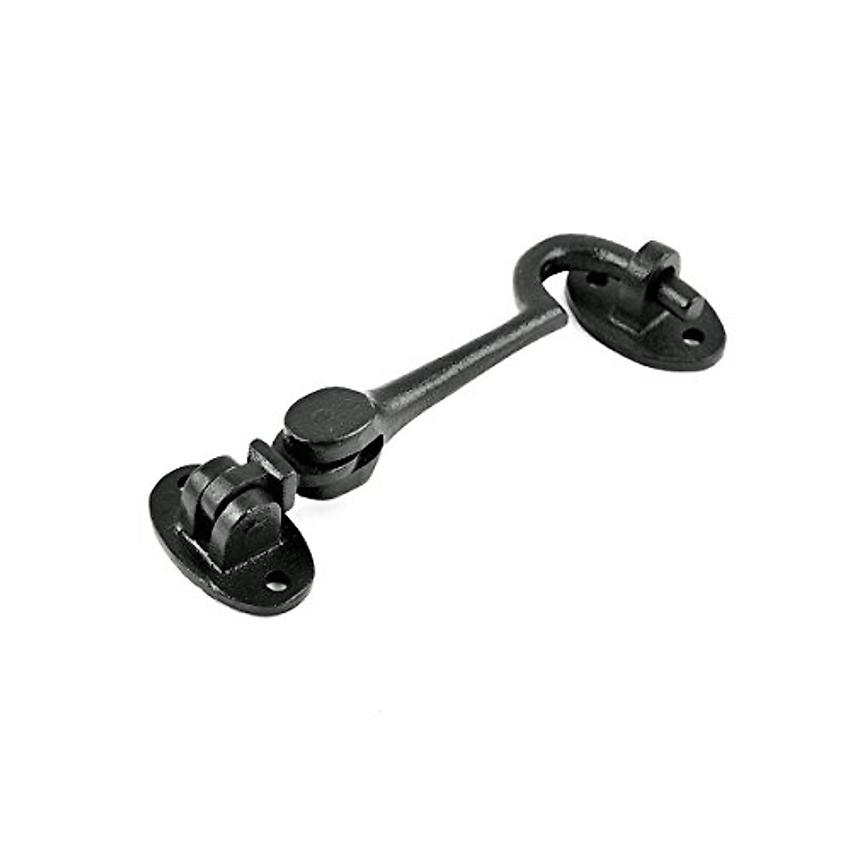Renovators Supply Manufacturing Door Latch Lock 4.5 in. Black Wrought Iron Swivel Style Hook and Eye Latch for Door with Mounting Hardware