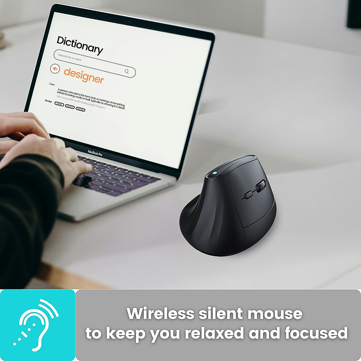 eirix Ergonomic Vertical Wireless Mouse: Rechargeable RGB Ergo Mouse with 3200 Adjustable DPI, Removable Palm Rest, Compatible with Windows and MAC OS