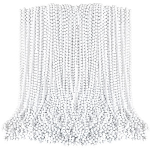 EOBOH Beaded Necklace, 100PCS White Mardi Gras Beads Stuff Party Favors, 33" Holiday Toy Costume Bulk, Festival Parade Throw Accessories for Wedding Birthday Celebrations Decoration