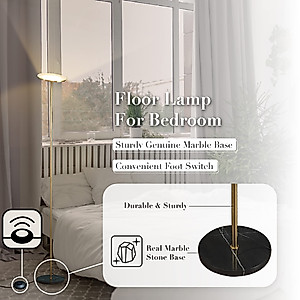 FENLO 70" Torchiere Floor Lamps for Living Rooms, Dimmable LED Bright Floor Lamp for Bedrooms, Tall Standing Lamps LED Floor Lights, Indirect Lighting Bright Lamps for Dark Rooms - Antique Brass
