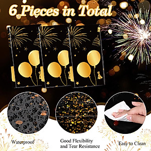 Remagr 6 Pack 50th Birthday Tablecloth Disposable Plastic Happy Birthday Table Cover Rectangular Black and Gold Table Cloths 50th Birthday Decorations Men Women, 54 x 108 Inch(50th)