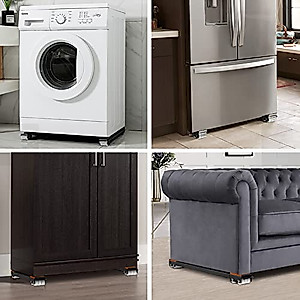 SPACEKEEPER Furniture Dolly Mobile Roller, Extendable Appliance Rollers Mobile Washing Machine Base, Fridge Stand Moving Cart for Washing Machines, Refrigerators, Dryers, Dishwashers, Black