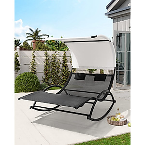Crestlive Products Outdoor Double Chaise Lounge, Patio Swing