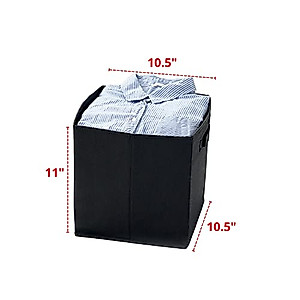 Displays by Jack Foldable Fabric Storage Bins Organizer, Collapsible Cube Containers with Handles, Great for Closet and Cubby Toy Organizers, 10.5" x 10.5" x 11"H, Set of 6, Black