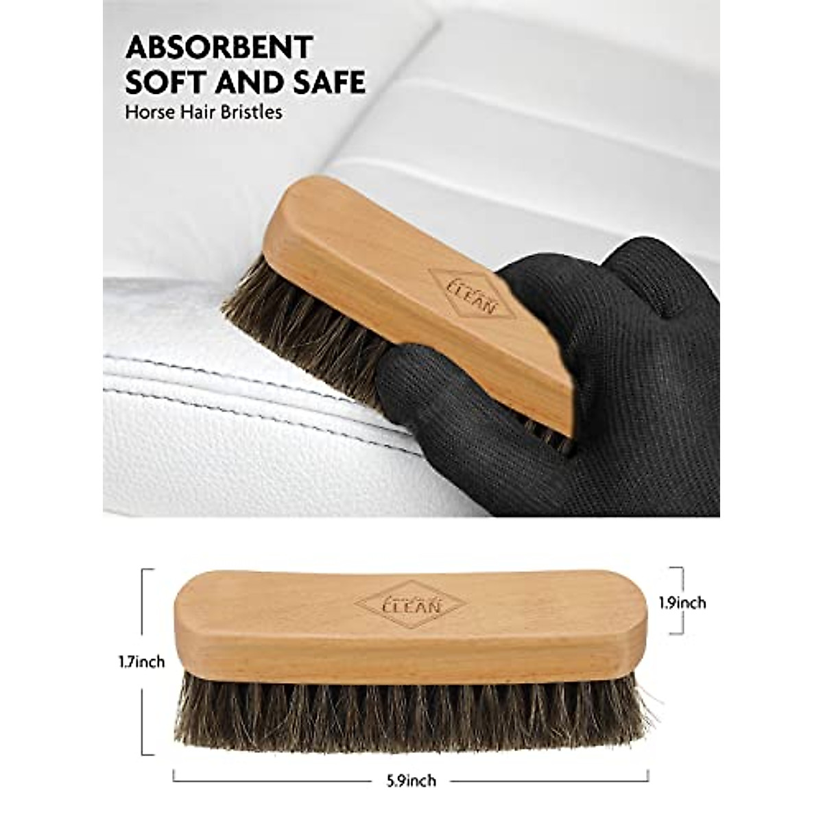 Fantasticlean 9PCS Car Interior Detailing Set, Microfiber Cloth & Applicator, Detailing Brushes, Natural Bristles, Scratch-Free & Ultra-Soft for Seats Leather Care or Cleaning