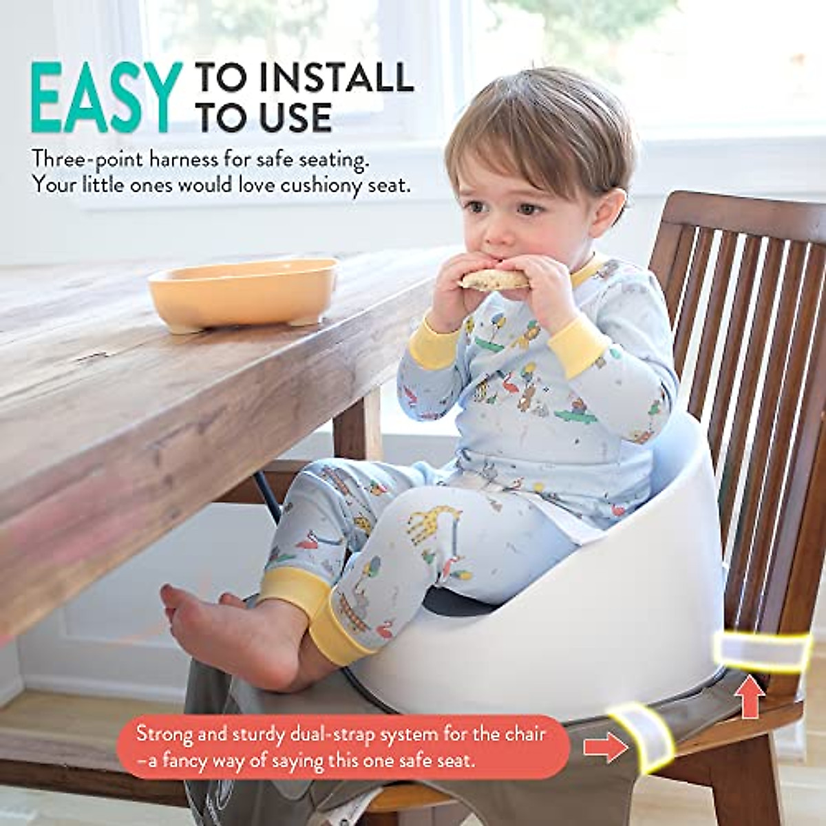 Prince Lionheart Squish Booster Seat, Berry Blue, 3-Point Harness and Dual-Strap System, Easy to Wipe Clean, and Lightweight