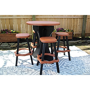 Leisure Accents Patio Table Set with Four Barstools - Black Base with Redwood Accents - Perfect for Patio and Outdoor Spaces. Hardware Free Easy Assembly. Proudly Made in USA