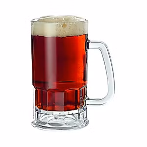 G.E.T. 00084-1-SAN-CL-EC Shatter-Resistant Plastic Beer Mug - Stein, 12 Ounce, BPA Free (Set of 12)
