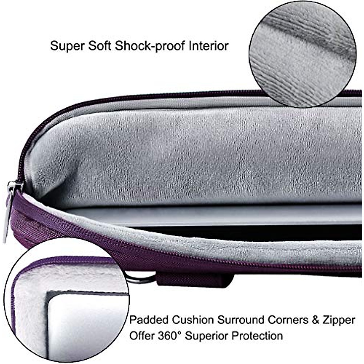 Voova Laptop Bag Carrying Case 17-17.3 Inch for Women, 360° Protective Computer Sleeve Cover with Shoulder Strap Compatible with Lenovo Asus Acer Dell Hp Notebook, Waterproof Slim Briefcase, Purple