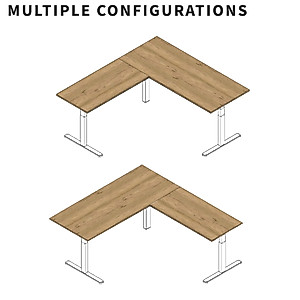 VIVO Electric Height Adjustable 67 x 60 inch Corner Stand Up Desk, 2 Black Solid Table Tops, Black Frame, Memory Controller, L-Shaped Workstation, 3E Series, DESK-KIT-3E6B