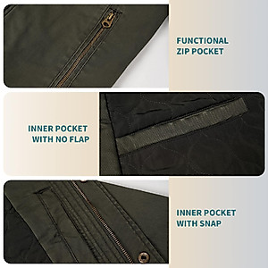 whattry Mens Casual Washed Cotton Military Jacket Warm Canvas Windbreaker