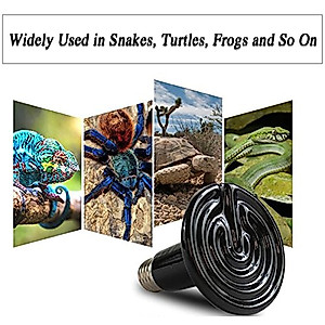 CTKcom 2-Pack 150W 110V Reptile Heat Lamp Ceramic Infrared Heat Emitter Bulb Pet Lamp,No Harm No Light Infrared Heat Emitter Brooder Lamp for Pet Coop Heater Reptile Chicken Turtle Heat Lighting,Black
