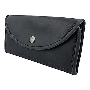 Hide & Drink, Snap Clutch Wallet Handmade from Full Grain Leather - Stylish Organizer with Button Closure and Zipper Coin Pocket - Convenient Storage for Personal Items, Valuables (Charcoal Black)