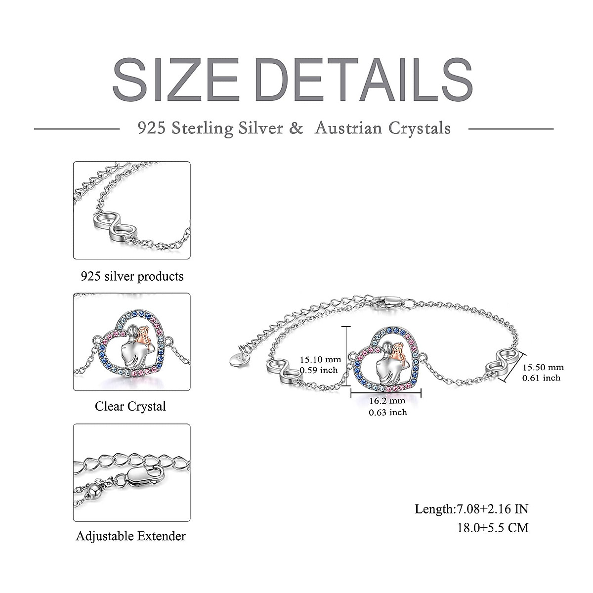 AOBOCO Daughters Bracelet Christams Gifts from Dad Sterling Silver Father Daughter Jewelry