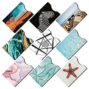 CARSLIFE RFID Blocking Sleeves(Set of 9 Credit Card Sleeves) Anti-theft Credit Card Protector,RFID/NFC Blocking Sleeves,Unique Colorful Pictures