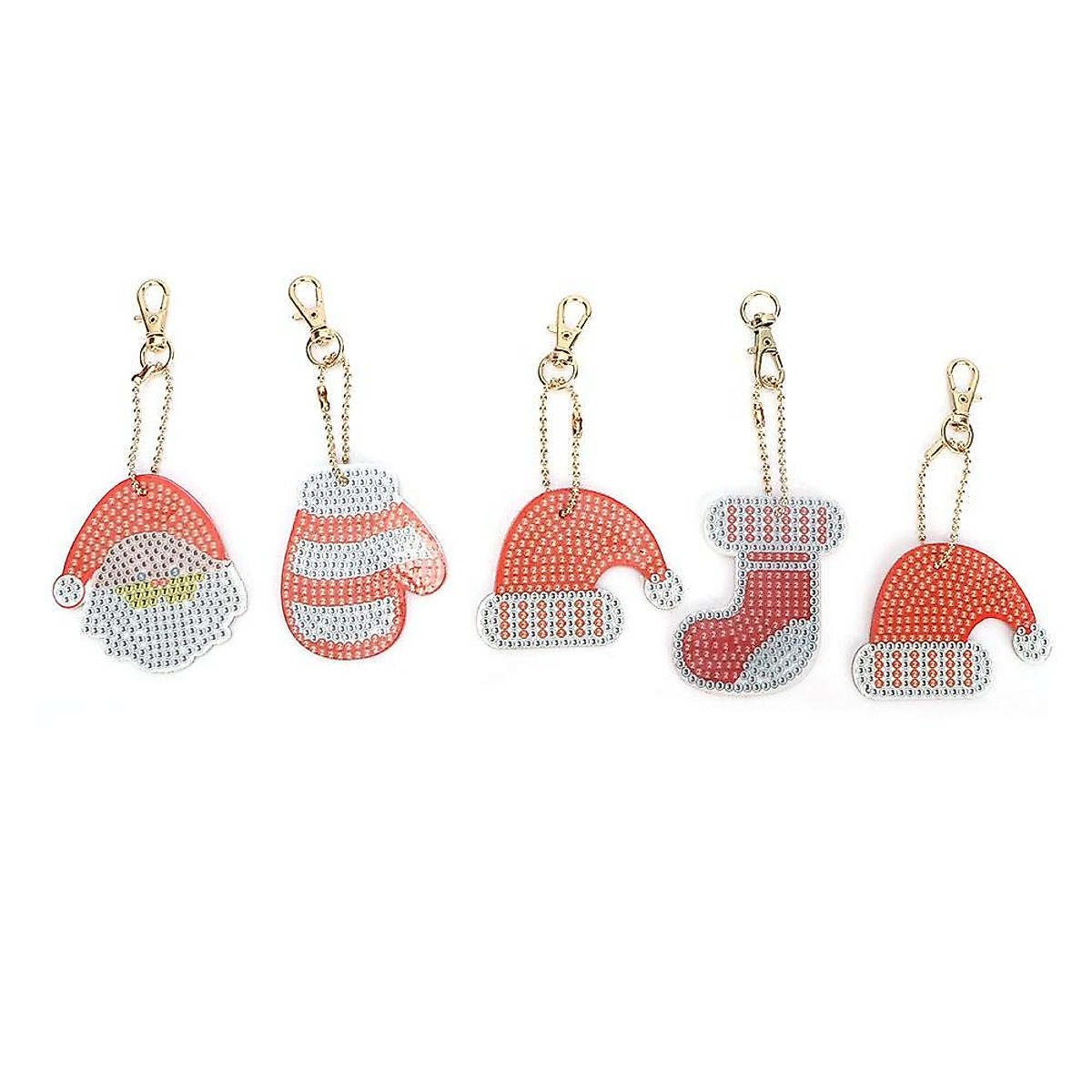Hztyyier Diamond Painting Enfant 5 Ans 5Pcs 5D DiyPainting Christmas Keychain/Necklace Sticker Kits DIY Art Craft Kits for Kids and Adult
