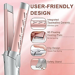 Hair Straightener and Curler 2 in 1: NOVIIML Curling Iron with 360° Airflow Styler Tech, 1 inch Professional Flat Iron with Tourmaline Ceramic, Straightening Iron with 5 Temp Settings Dual Voltage