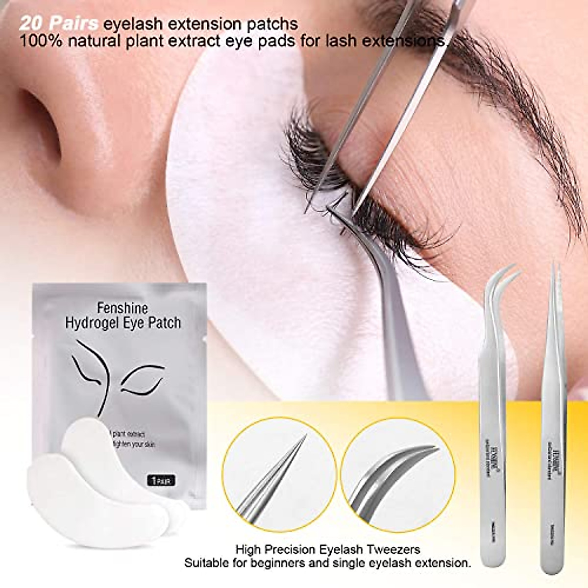 Eyelash Extension Kits, 17Pcs Professional Eyelash Grafting Training Tools Lashes Extension Practice Exercise Set with Mannequin Head Makeup Bag Glue Tweezers for Practice Eye Lashes Graft (17PCS)