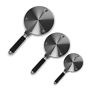 Foldable Induction Hob Heat Diffuser Stainless Steel, Gas Stovetop Heat Diffuser Ring Plate CookTop 8-9.5 inches (Set 3 Sizes)