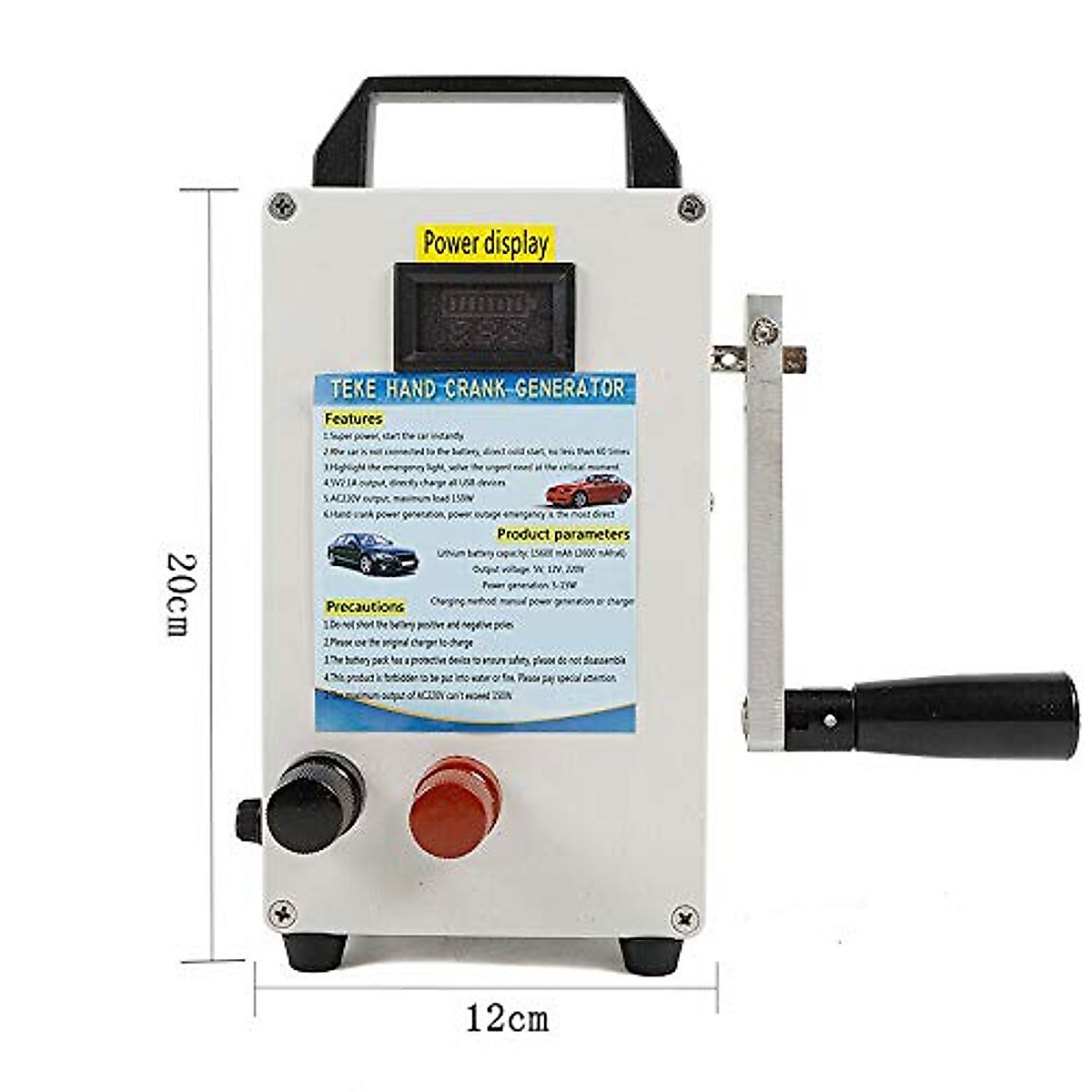 Hand Crank Generator, 150W Portable Generator Hand Crank Charger Generator Emergency Power Supply USB Vehicle Charging Generator for Outdoor Travel Camping Hiking