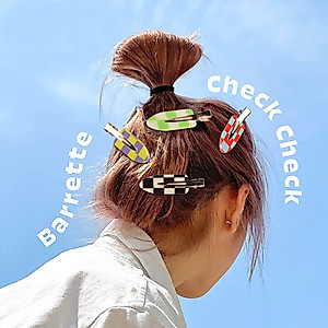 Magicsky 10PCS No Bend Hair Clips, Acrylic Flat Styling No Crease Pins, Bang Seamless Duckbill, Barrettes for Makeup, Hairstyle Tool for Women Girls- Checkerboard Checker White Black