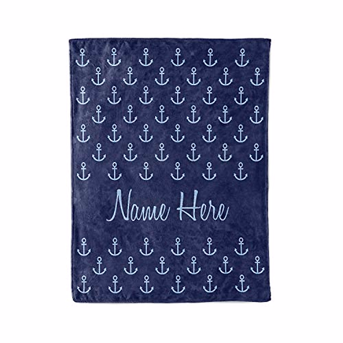 Personalized Fleece Blanket - Custom Throw Blankets for Adults Men Women Kids - Nautical Theme Navy Blue Anchor (Baby/Pet 30"x40")