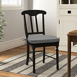 Shinnwa Kitchen Chair Cushions Set of 4, Non-Slip Dining Chair Cushions with Ties and Machine Washable Cover, 4 Pack, 17 x 16.5 x 2in, Dark Gray