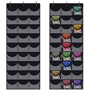 2 Pieces Hat Rack for Baseball Caps 27 Pockets over the Door Hat Organizer Hanging Hat Holder Visible Hat Hanger with Clear Deep Pockets 6 Hooks for Wall Display Collection Door
