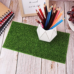 Ioffersuper 10Pcs Artificial Garden Grass Lawn 6 x 6 Inches Life-Like Fairy Turfs Grass Lawn Miniature Ornament for DIY Holiday Village Farm Craft Displays Landscape Dollhouse Grass Decoration