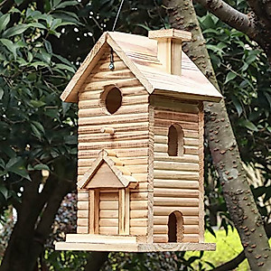 STARSWR Bird House,Outdoor Bird Houses for Outside Clearance,2 Hole Wooden BlueBirdHouse Finch Cardinals Hanging Birdhouse Nesting Box for Wild Bird Viewing