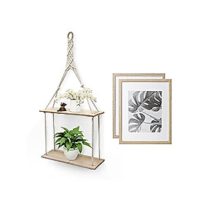Afuly 11x14 Picture Frame & 2 Tier Macrame Shelf