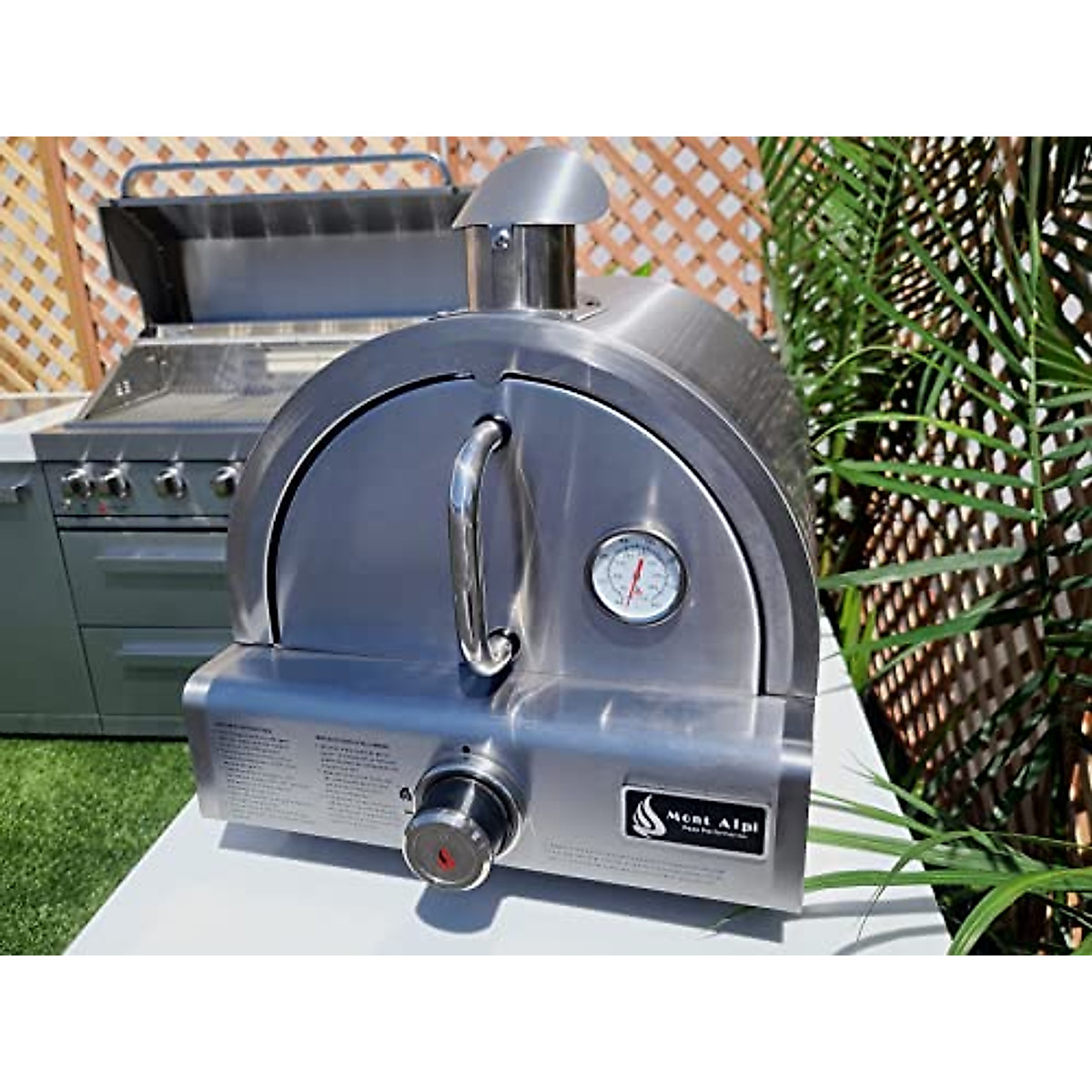 Mont Alpi MAPZ-SS Countertop Table Top Stainless Steel Portable Outdoor Kitchen Gas Pizza Making Oven - Pizza Stone Included
