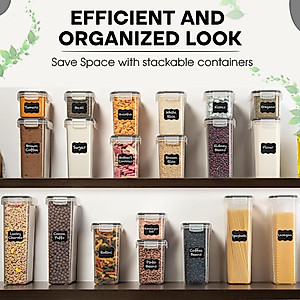 Airtight Food Storage Containers with Lids - 40 PC LARGE SIZE (20 Containers + 20 Lids) Kitchen & Pantry Organization - BPA Free Plastic Food Canister - Cereal, Rice, Flour and Sugar Containers