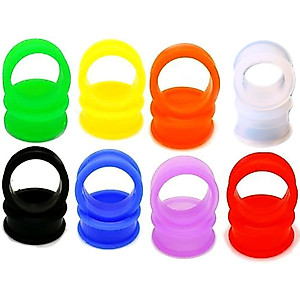 All 8 Pairs SoScene Silicone Flared Lip Ear Gauge Tunnels 16 Ear Plugs Total (6MM (2 GAUGE))