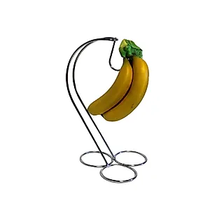 Dependable Industries inc. Essentials Silver Chrome Banana Tree Holder Ripen Fruit Evenly Prevents Bruising & Spoiling Kitchen Storage
