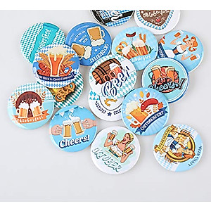 Oktoberfest Buttons Pins Bavarian Badges - Beer Festivities  Event Party Favors Supplies Decorations 48Ct