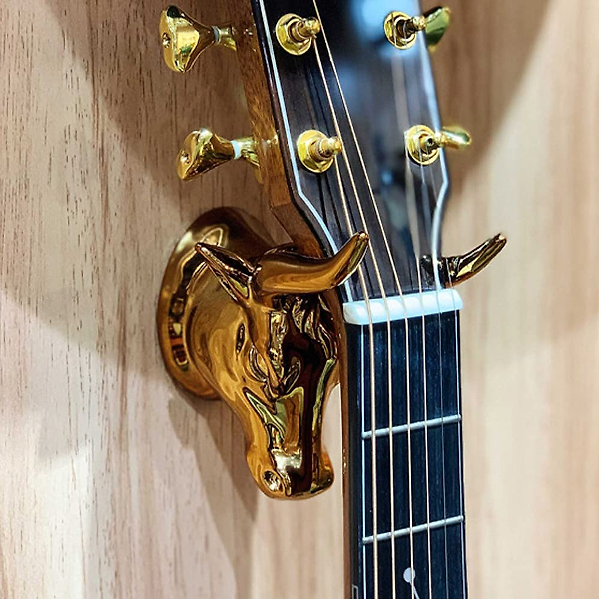 LKEREJOL Bull Head Guitar Holder Wall Hanger Guitar Ukulele Hook Ukulele Stand Rack Storage Bass Bull Head Wall Mounted Art Support Guitar Holder for Bass Electric Acoustic Guitar Ukulele