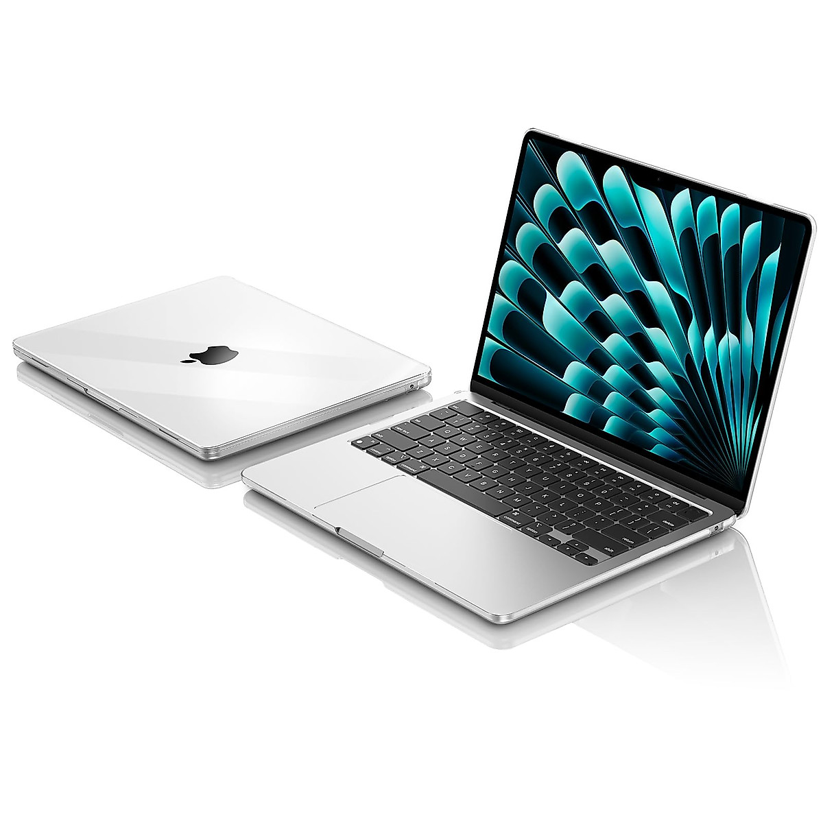 EooCoo Compatible with New MacBook Air 13.6 inch Case 2022 A2681 M2 Chip with Retina Display，Plastic Hard Shell Case + TPU Keyboard Skin Cover + Polishing Cloth + Screen Protector - Crystal Clear