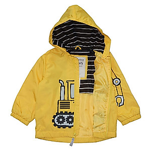 Carter's Boys' Little Favorite Rainslicker Rain Jacket, Yellow Tractor, 5/6