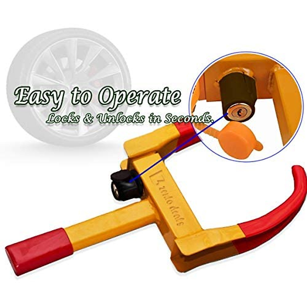 Zento Deals Security Tire Clamp - Heavy Duty Anti- Theft Vehicle Wheel Lock for Car Trailer