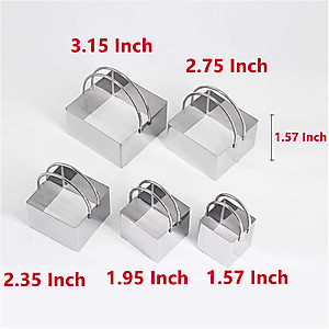 Square Biscuit Cutter with Handle (5 Pieces/Set) - Nest for Easy Storage Stainless Steel Square Cookie Cutter