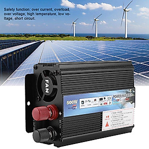 Solar Charger Inverter, All in One 500W Solar Panel Battery Intelligent Regulator Chargeing Controller for Household, Outdoor Trip Camping, Vehicle RV Truck Charging Black(12v Transform 220V / 500W)