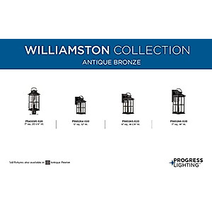 Progress Lighting Williamston Collection 1-Light Clear Glass Antique Bronze Farmhouse Outdoor Small Wall Lantern Light, 12.00x5.00x6.00