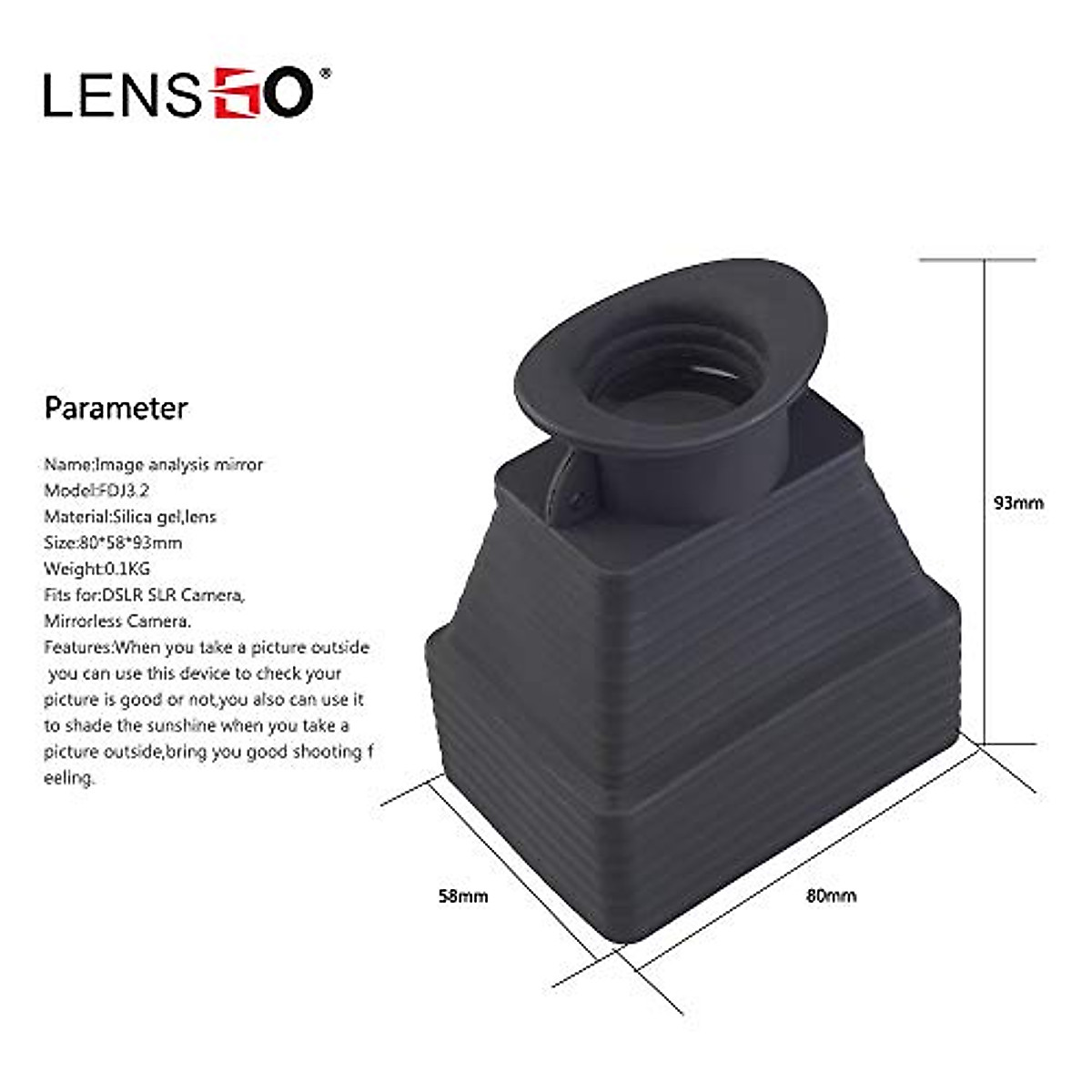 LENSGO Camera Viewfinder, Professional 3.2'' LCD Magnifier Viewfinder 3.2X Camera Screen Sunshade Hood for Canon Sony Nikon Olympus Panasonic and More DSLR/SLR Camera