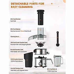 Juice Extractor, Bextcok Centrifugal Juicer Machines Ultra Fast Extract Various Fruit and Vegetable Electric Juice Extractor with 3" Large Feed Chute BPA Free Easy Clean for Orange Celery Carrot