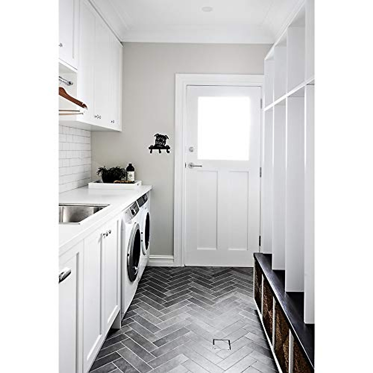 Fit Frenchie American Pit Bull Terrier Rescue Dog Shape Peek a Boo Metal Coated Bathroom Clothes Towel Wall Mounted Hook Kitchen Mudroom Bedroom (Portrait)