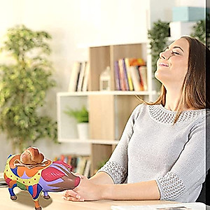 HBIAO 2021 New Creative Pig Patio Side Table, Resin Painted Pig Decoration, Mini Art Decoration Side Table, Side Table Sculptures Crafts for Garden Courtyard Landscape