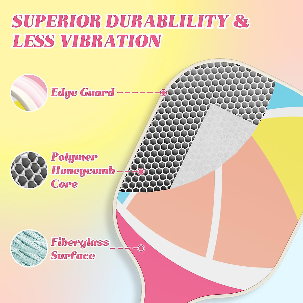 HITTIONA Pickleball Paddles - Fiberglass Pickleball Paddles Set of 2, USAPA Approved Pickle Ball Rackets 2 Pack with 4 Pickleball Balls, 1 Pickleball Net Bag, Paddles Ball Set for Beginners