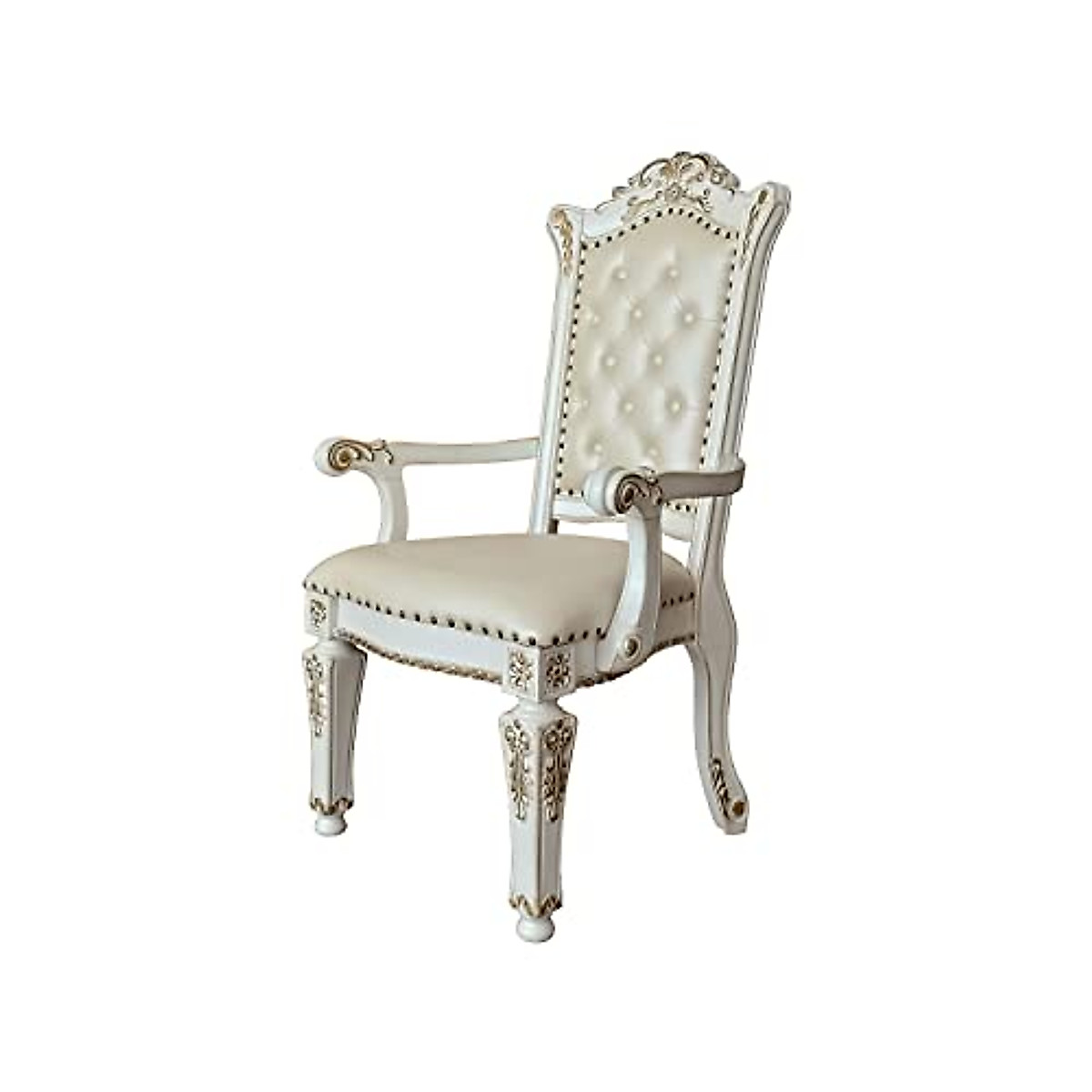 Acme Furniture Set of 2 Upholstered Arm Chair, Antique Pearl