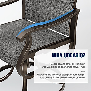 UDPATIO Patio Swivel Dining Chairs Set of 4, Outdoor Swivel Chairs High Back with All Weather Textilene Metal Rocking Frame for Lawn Garden Backyard, Dark Gray